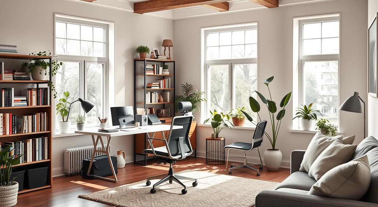 Sala com escritório: 5 ideias criativas para um espaço mais funcional