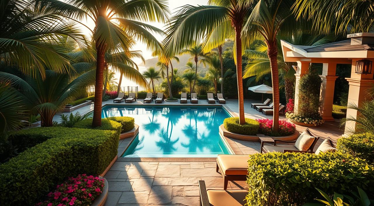 Ideias de Decoração de Jardim com Piscina Fotos