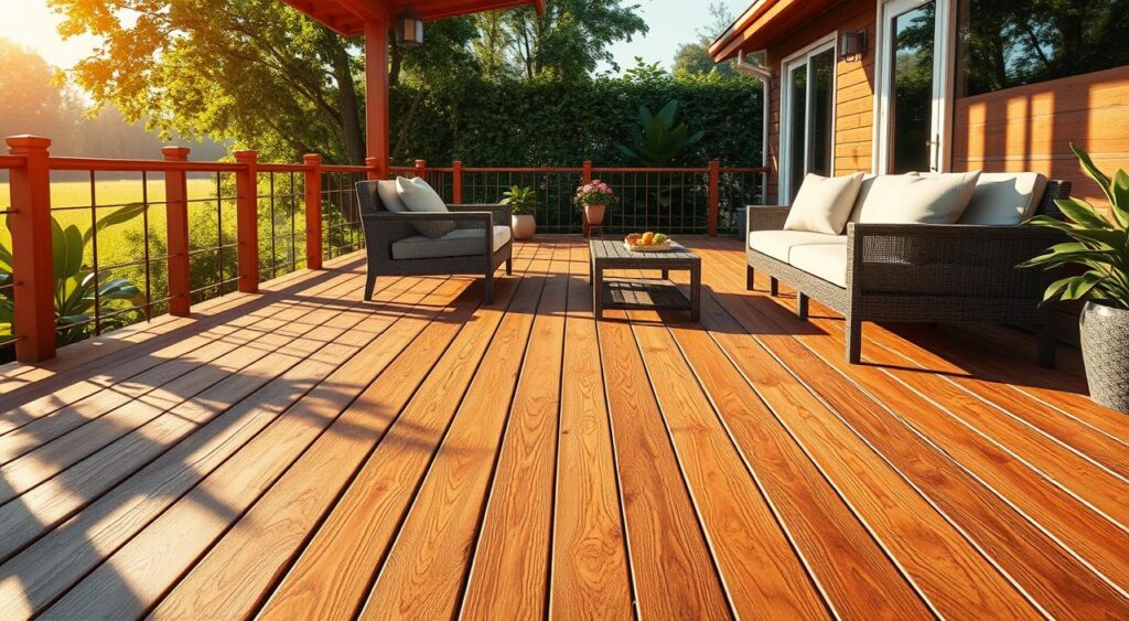 Deck de madeira pra deixar sua área externa ainda mais linda