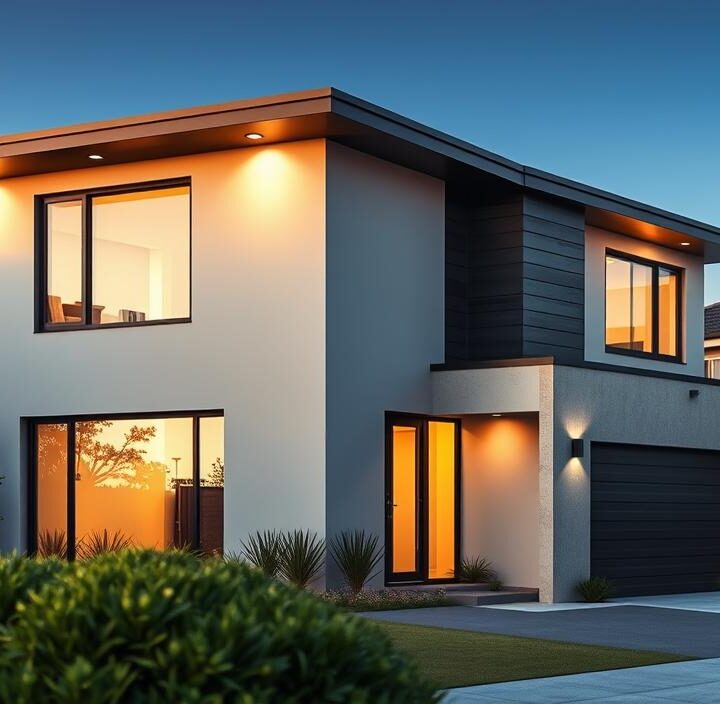 Casa com Telhado Embutido: Platibanda com Design Moderno